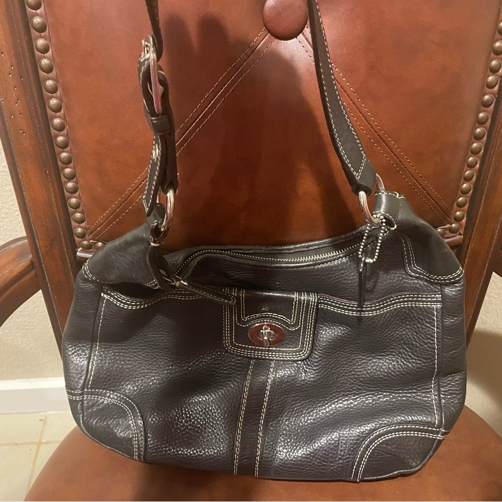 Real Pebble Leather Coach Stitch In White. Classic St… - Gem